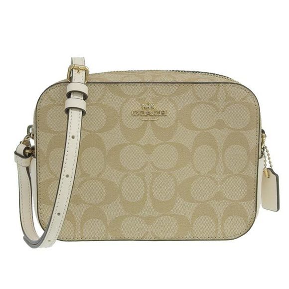 Coach | Bags | Coach Signature Camera Bag Shoulder Beige White Pvc ...